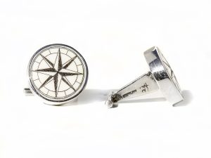 David Smith Scrimshaw - Compass Rose Cufflinks - Scrimshaw Collector