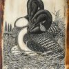 Charles W. Conner Scrimshaw - Proud Loon Family - Proud Loon Family